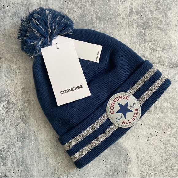 Converse | Accessories | Converse All Star Blue Pom Hat New | Poshmark